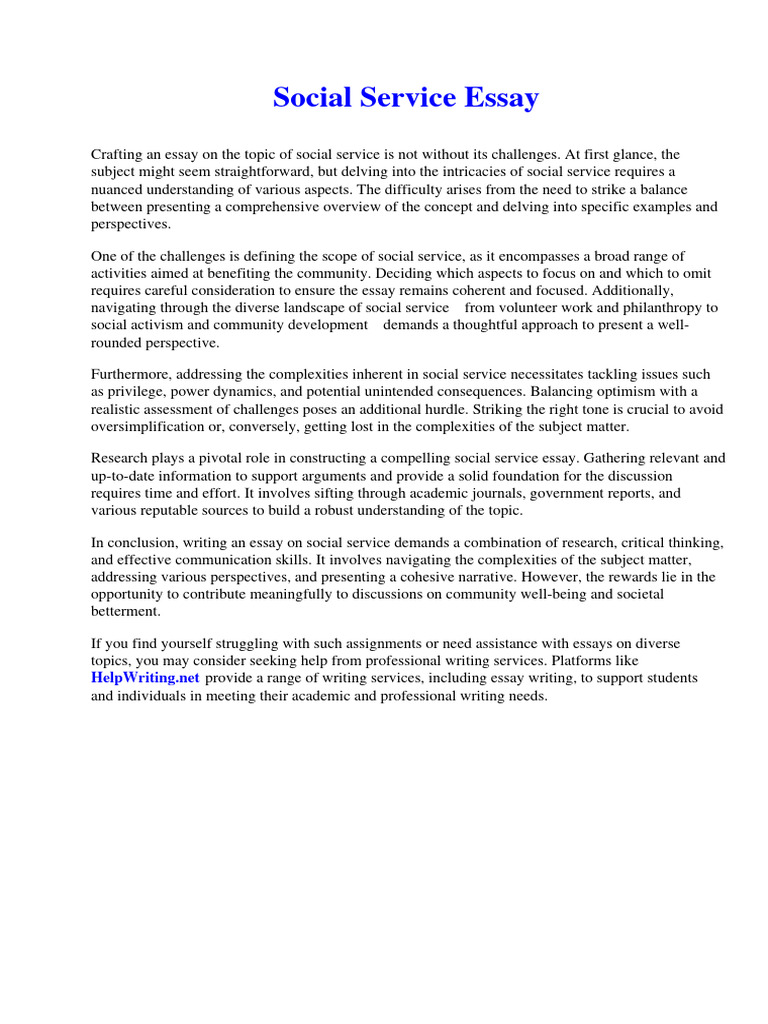Social Service Essay | PDF | Banks | Social Work