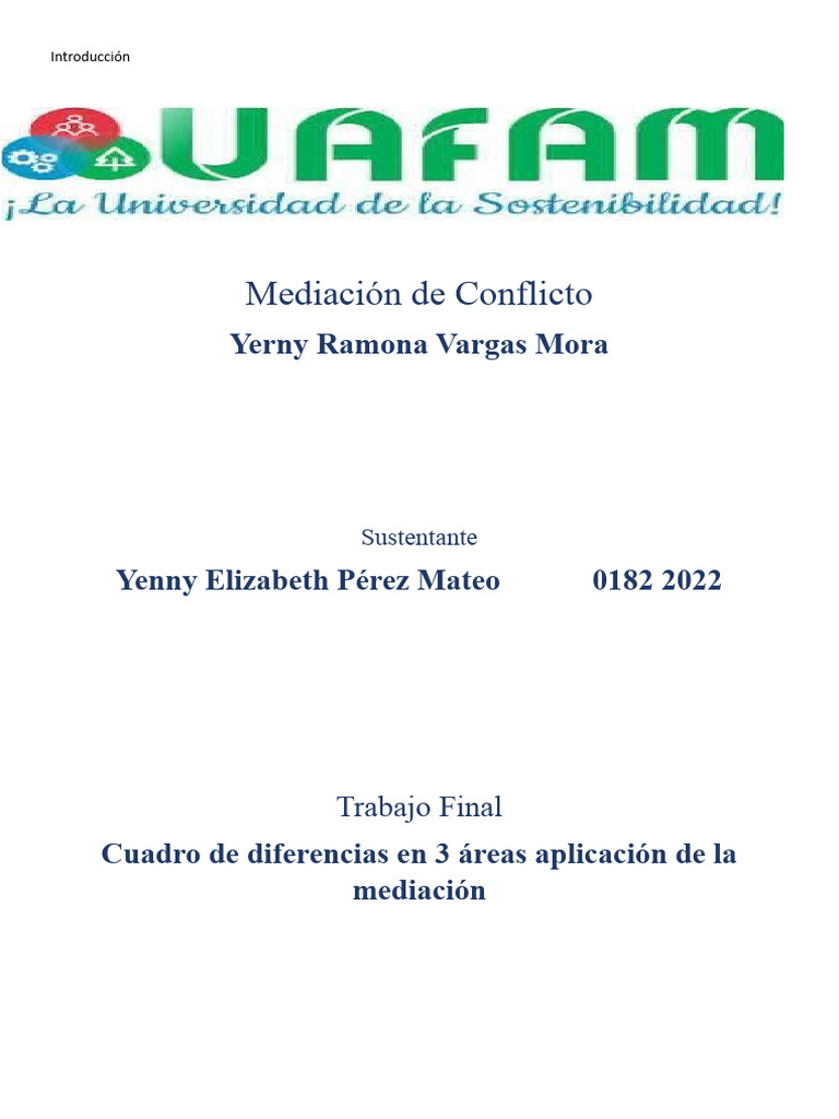 Tarea 3 Area de Aplicacion de La Mediacion Escolar | PDF | Mediación | Interculturalidad
