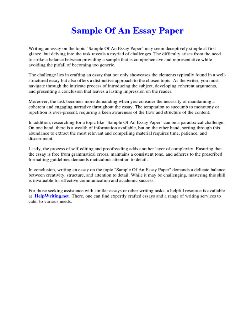 Sample of An Essay Paper | PDF | Frankenstein | Essays