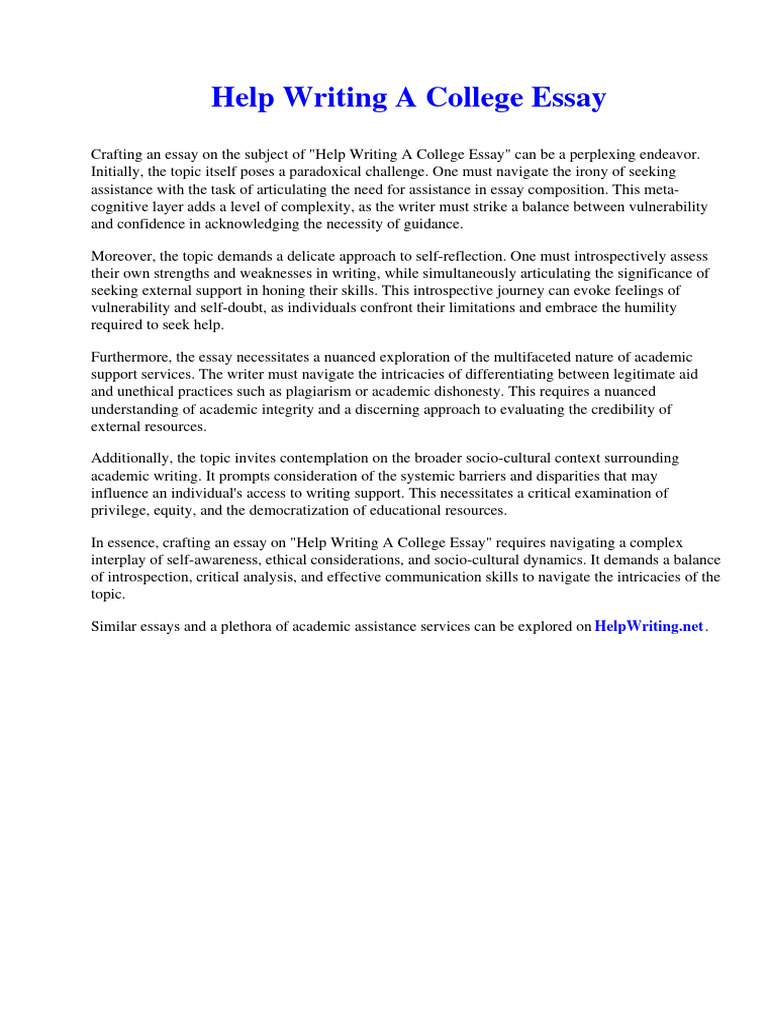 Help Writing A College Essay | PDF | Concrete