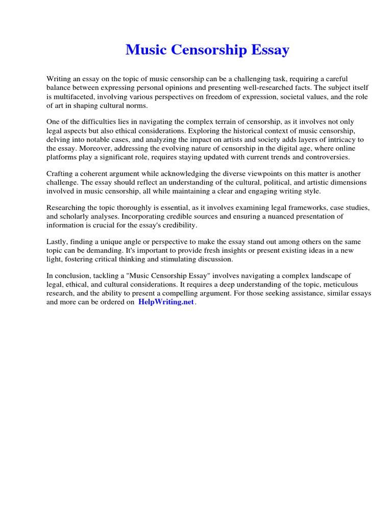 Music Censorship Essay | PDF | Feudalism