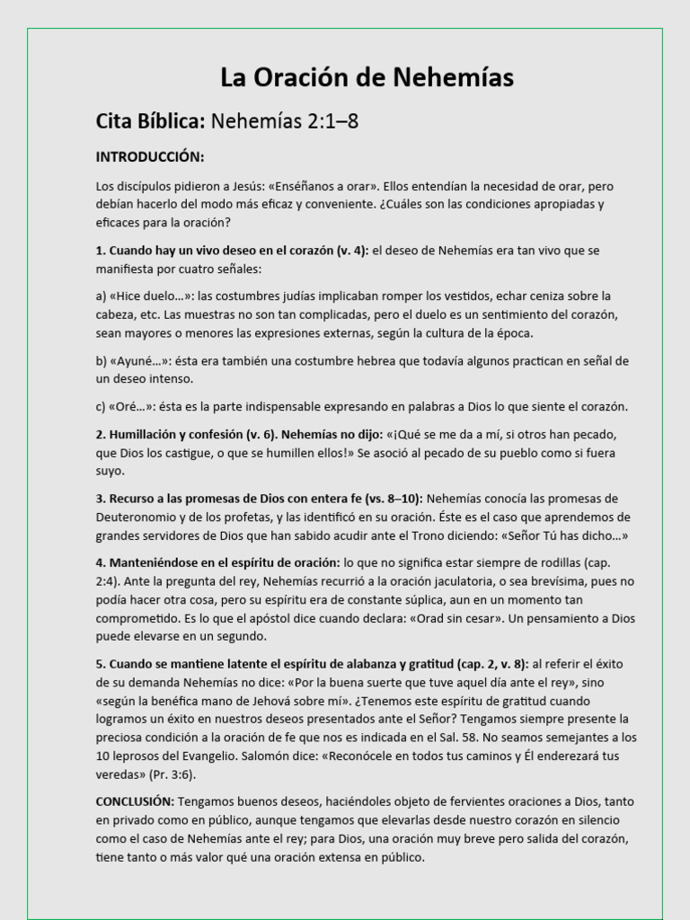 La Oración de Nehemías | PDF | Oración | Creencia religiosa y doctrina