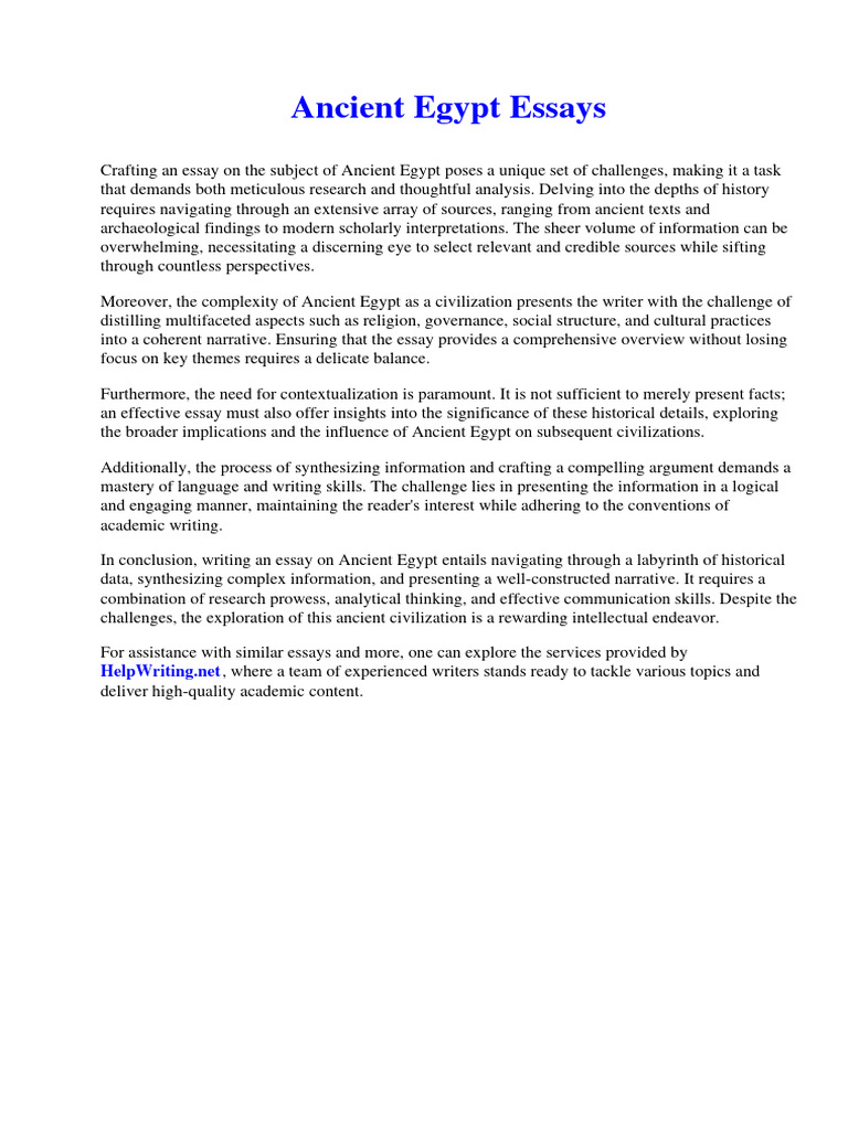 Ancient Egypt Essays | PDF | Essays | Federalist Party