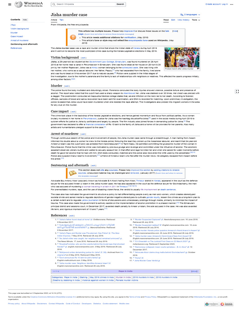 Jisha Murder Case - Wikipedia | PDF | Criminal Law | Crime & Violence