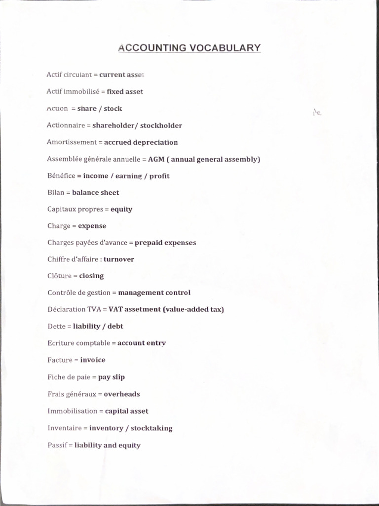 Accounting vocabulary | PDF