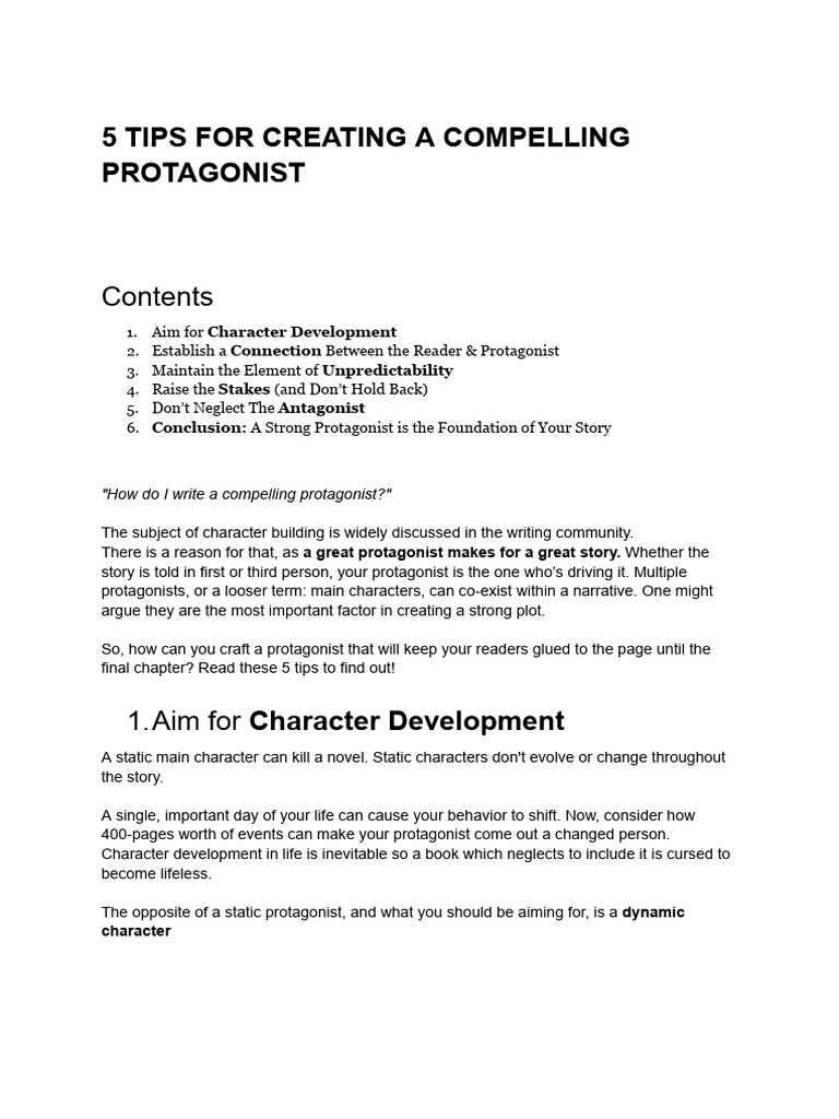 5 Tips For Creating A Compelling Protagonist | PDF | Romeo And Juliet ...