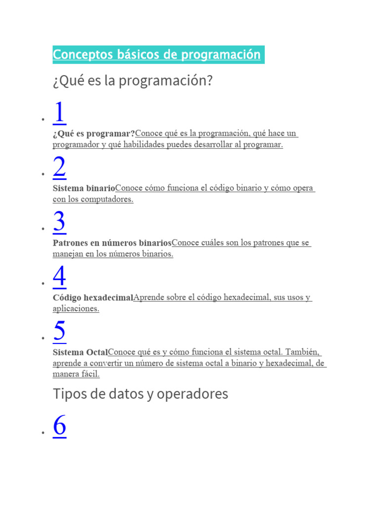Conceptos básicos de programación | PDF | Programación de computadoras | Lenguaje de programación
