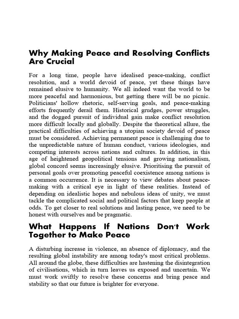Recovering The Lost Art of Peace-Making: Speculating On A Future Devoid ...
