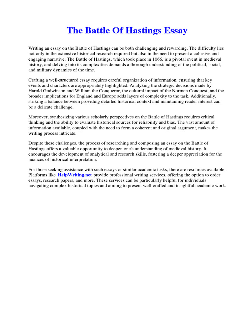 The Battle of Hastings Essay | PDF | Essays | Procurement