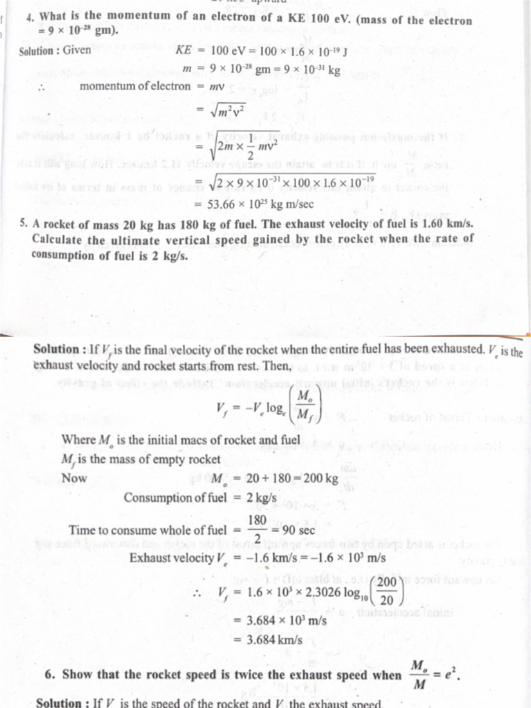Numericals On Momentum and Energy (Unit-1) | PDF