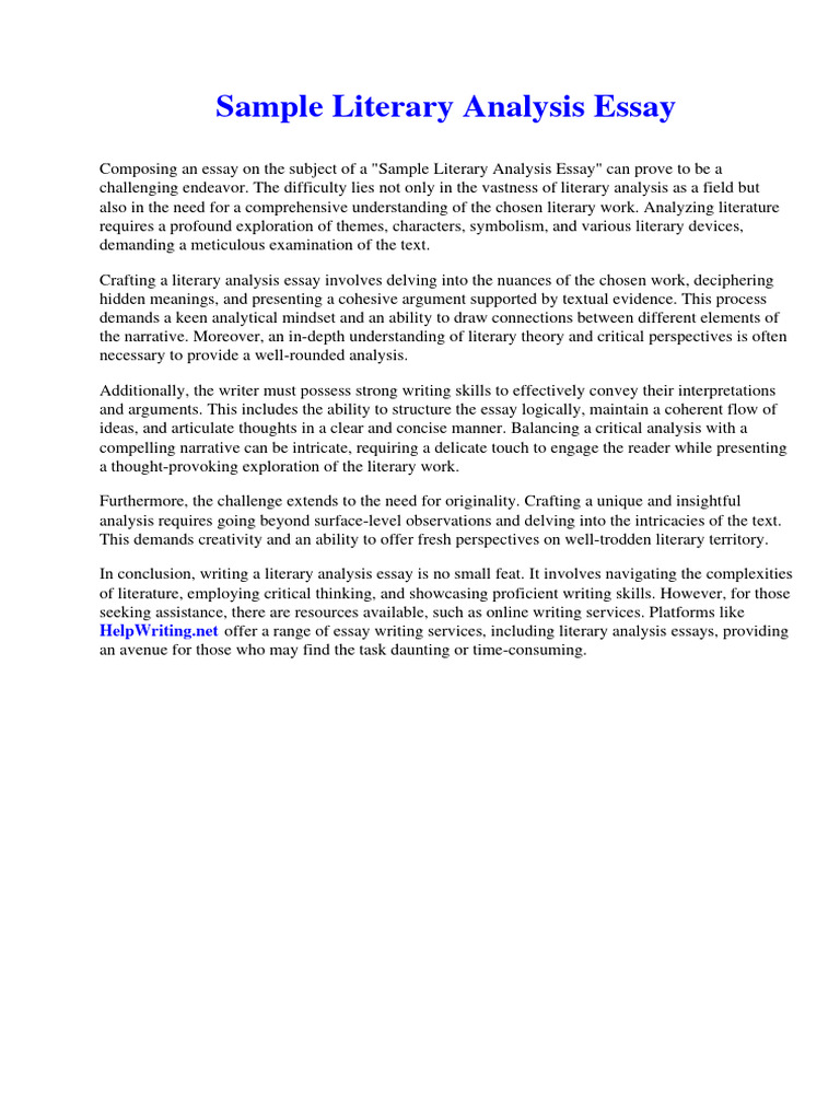 Sample Literary Analysis Essay | PDF | Kingdom Of Judah | Marine Biology