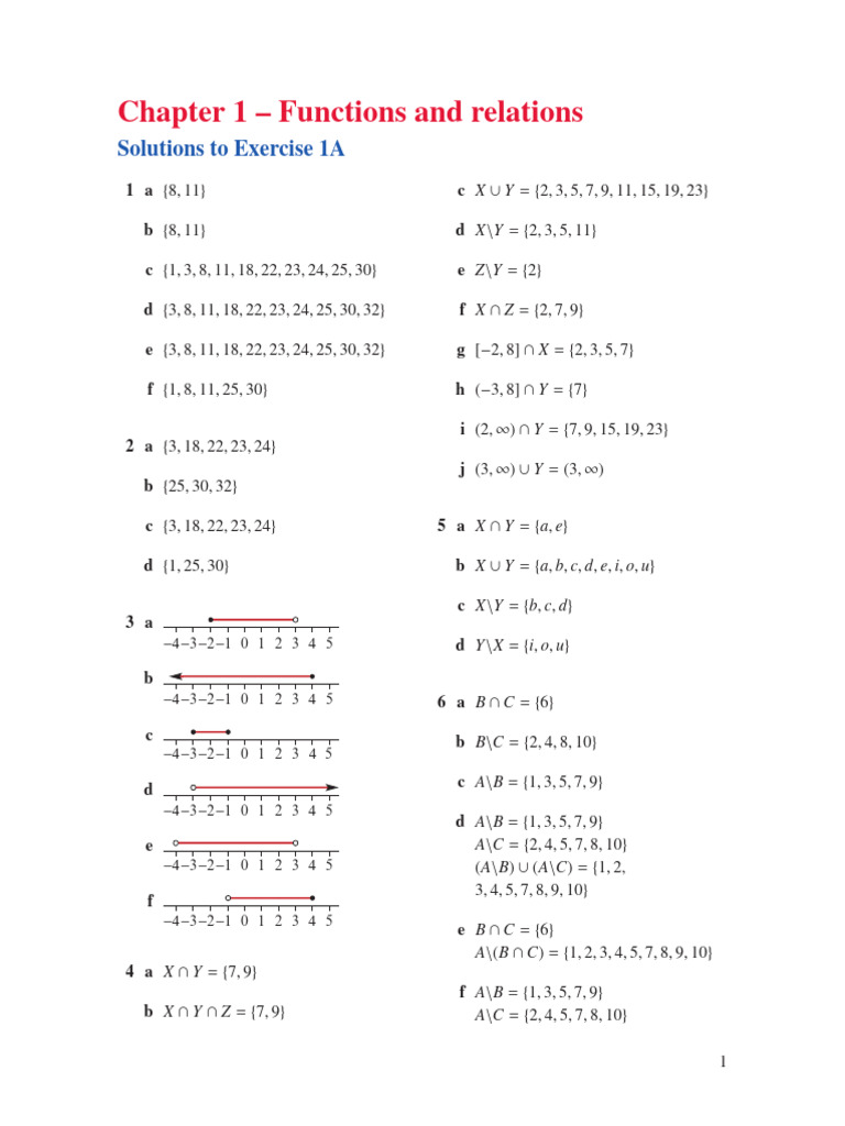 Chapter 1 - Functions and Relations - Solutions | PDF | Functions And Mappings | Combinatorics