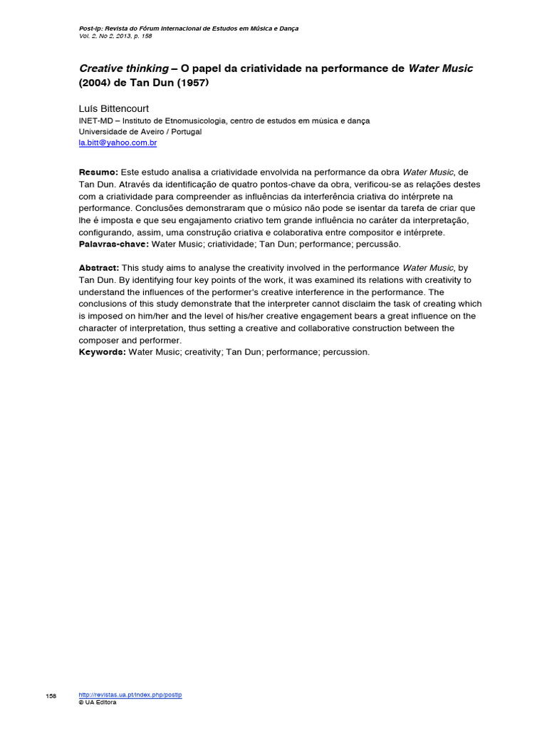 Creative Thinking - O Papel Da Criatividade Na Performance de Water ...