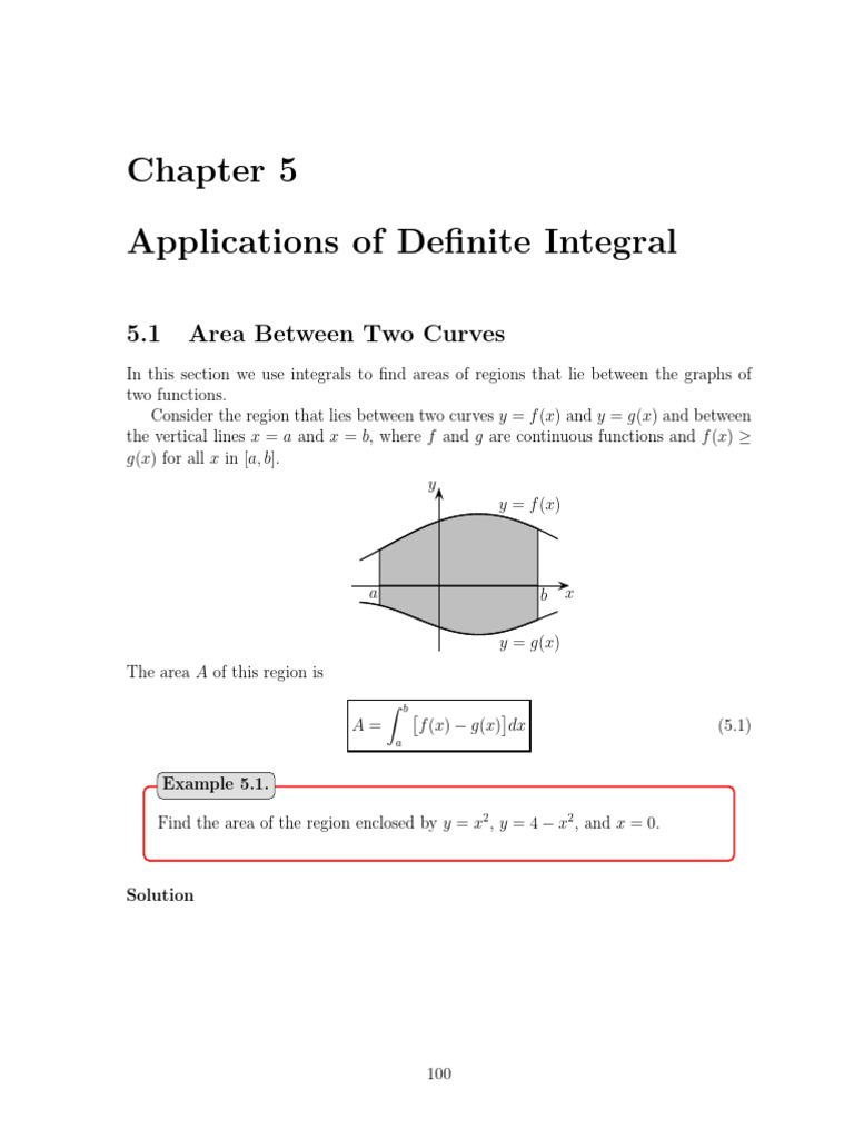 Chapter 5 Applications of Definite Integ | PDF | Area | Mathematical ...