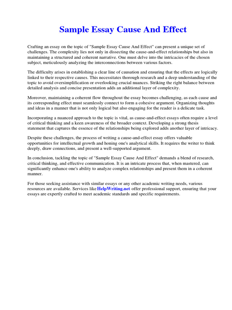 Sample Essay Cause and Effect | PDF | Property | Essays