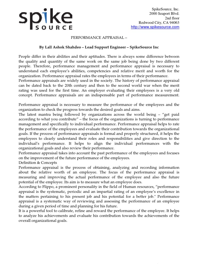 Microsoft Word - Performance Appraisal | PDF | Performance Appraisal ...