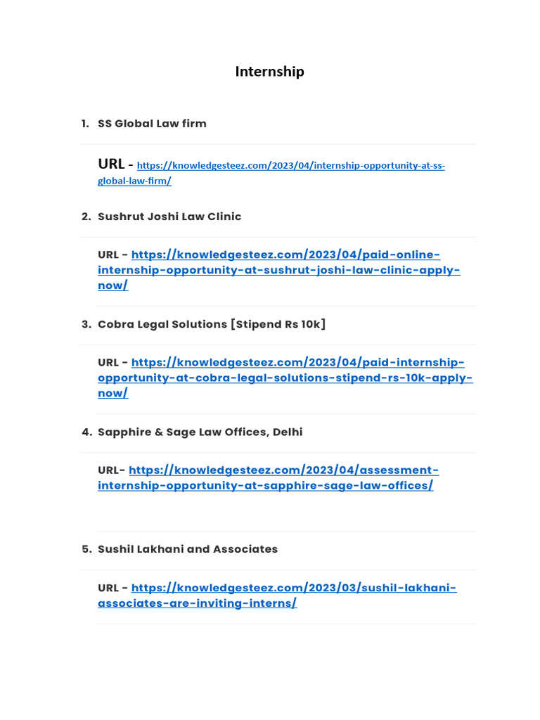 Internships | PDF | Advocate | Public Sphere