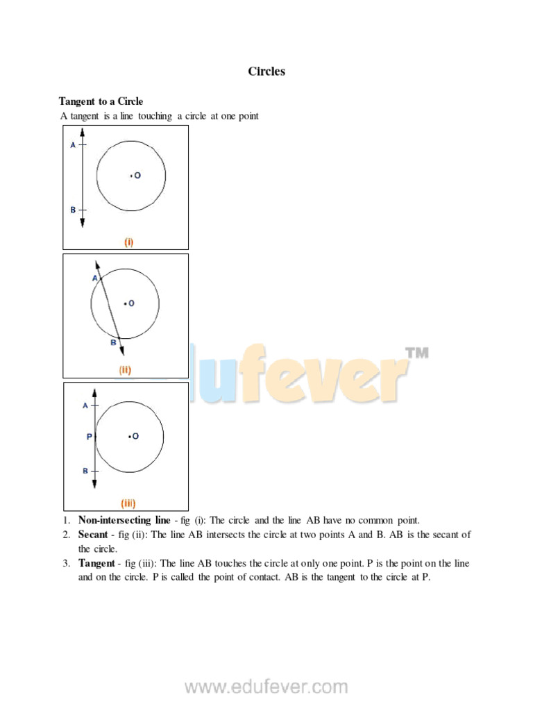 Chapter 10 - Circles Revision Notes | PDF | Circle | Perpendicular