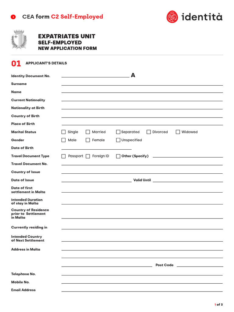 CEA Form C2: Self-Employed Application | PDF | Identity Document ...