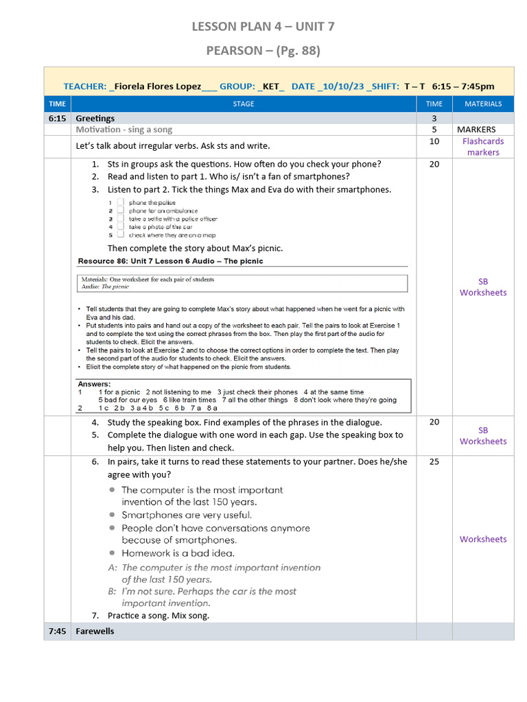 LESSON PLAN 4 - ket - agree and disagree | PDF