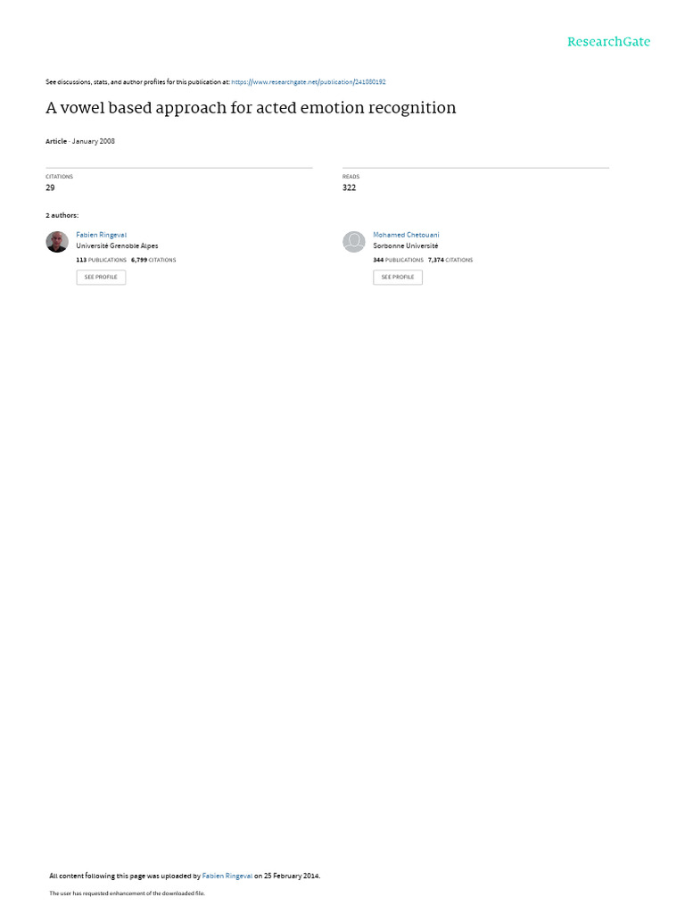 A Vowel Based Approach For Acted Emotion Recogniti Pdf Vowel Phonetics