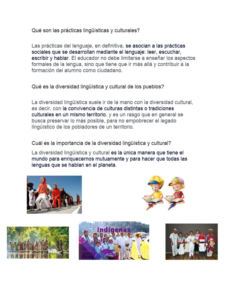 Qué Son Las Prácticas Lingüísticas Y Culturales Pdf