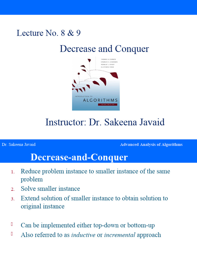 AAA - Lecture 8 - 9 Decrease and Conquer | PDF | Mathematical Logic ...