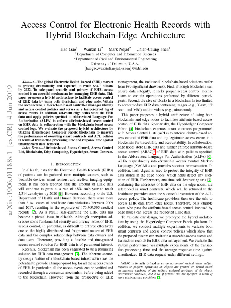 Blockchain Pdf Electronic Health Record Access Control