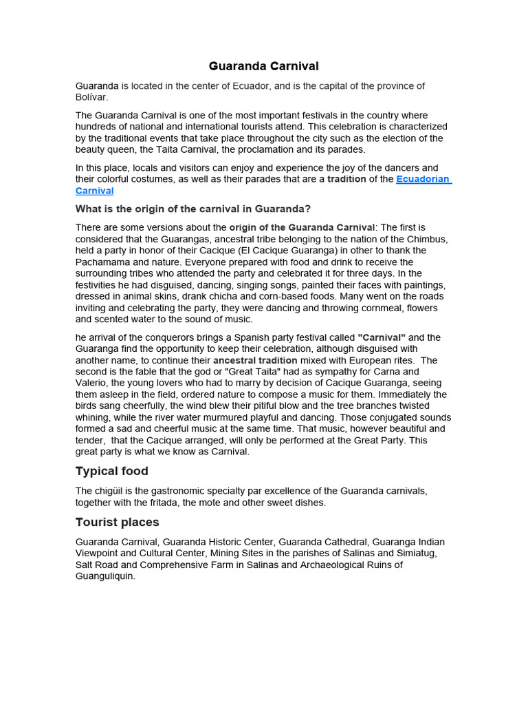 Guaranda Carnival | PDF | Carnival