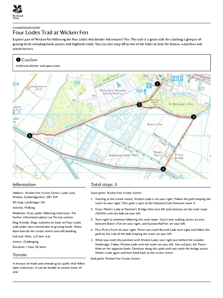 Wicken Fen Four Lodes Trail Walking | PDF | Adventure Travel | Outdoor ...