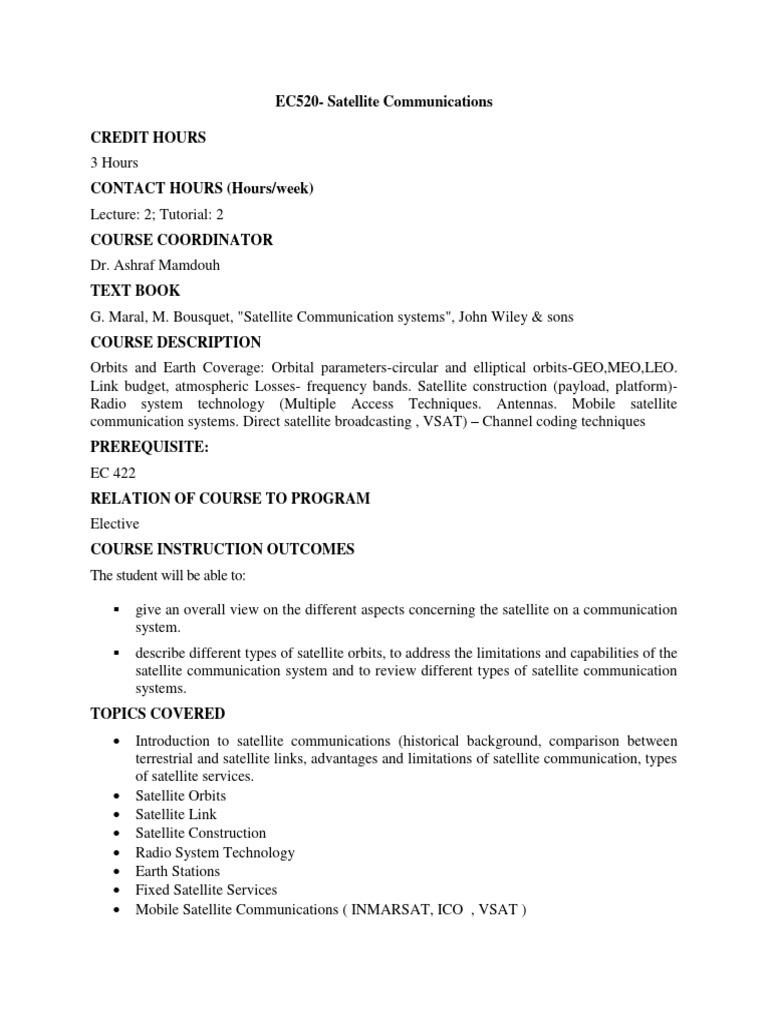 EC520 | PDF | Communications Satellite | Engineering