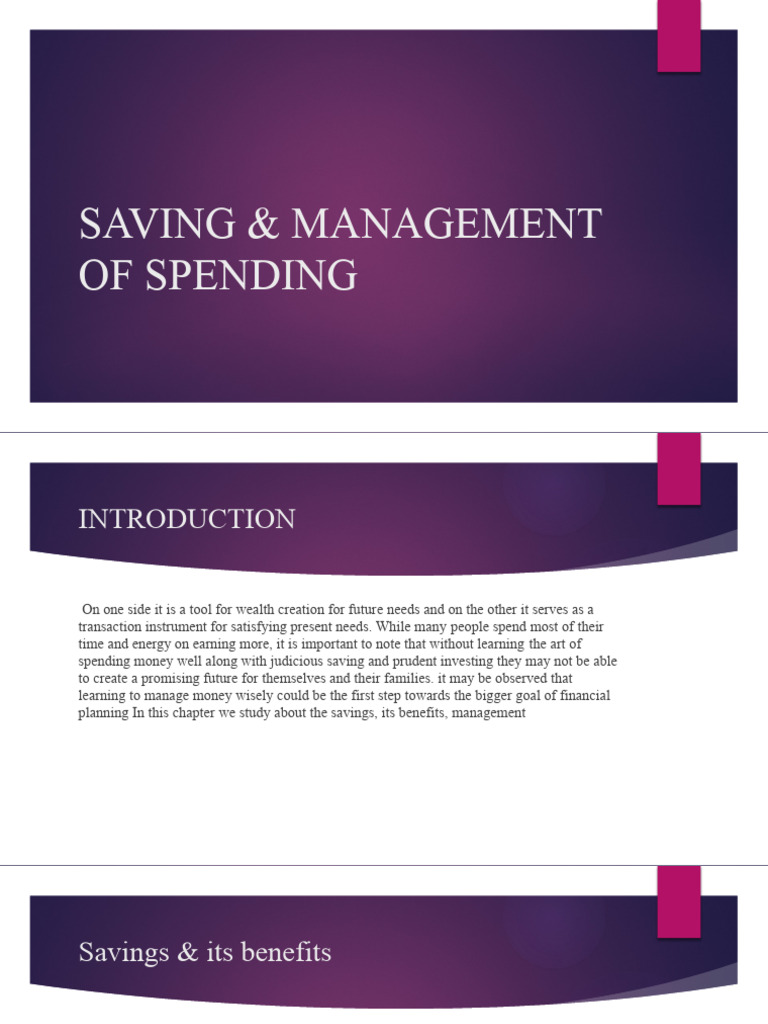 Saving & Management of Spending | PDF