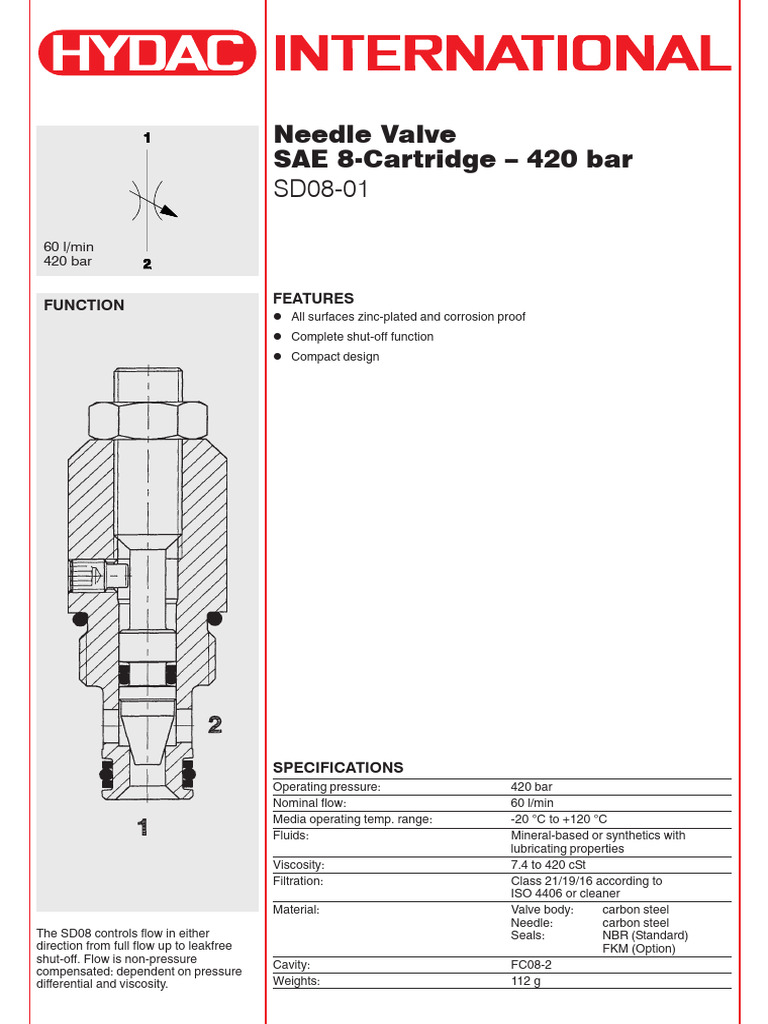 HYDAC Needle Valve | PDF | Viscosity | Valve