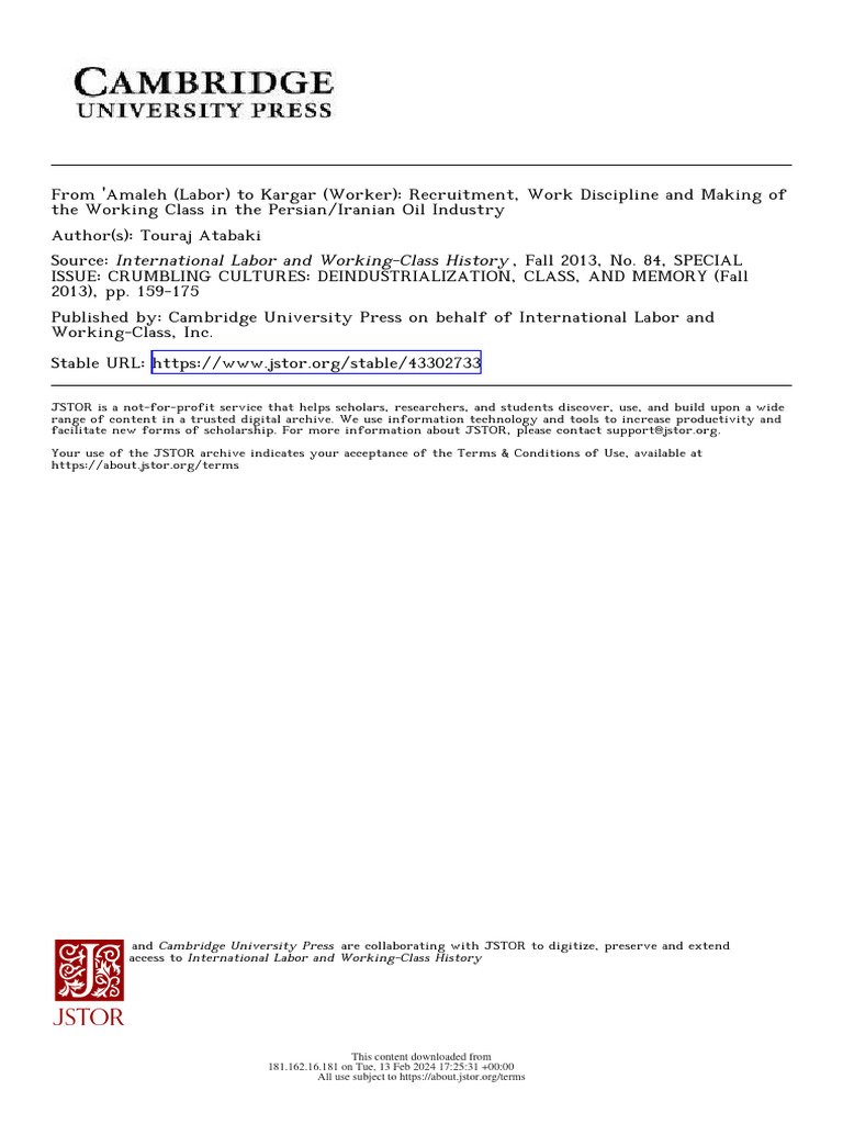 Atabaki AmalehLaborKargar 2013 | PDF | Economies