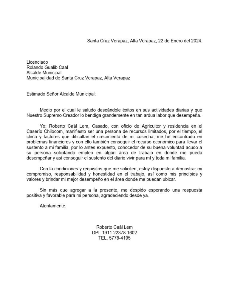 Solicitud de Empleo RCL | PDF