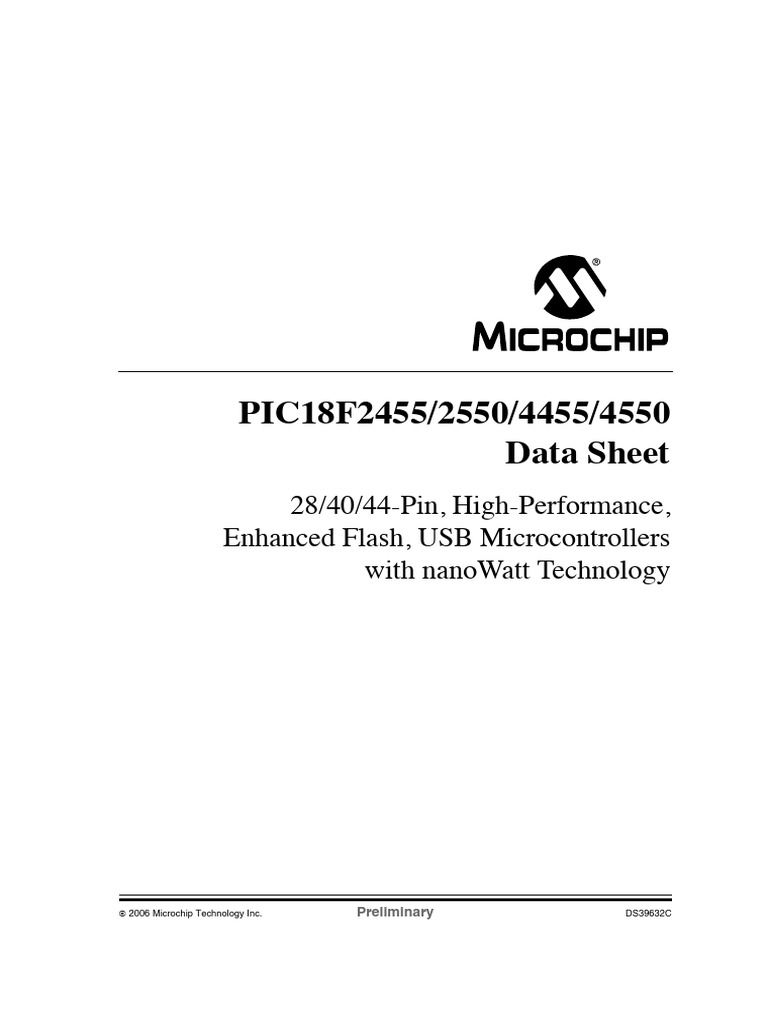PIC18F2455/2550/4455/4550 Data Sheet | PDF | Microcontroller | Usb