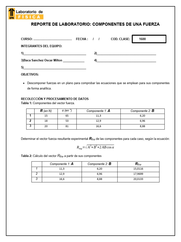 Reporte Lab Fisiarq s03 CF | PDF | Vector Euclidiano | Fuerza