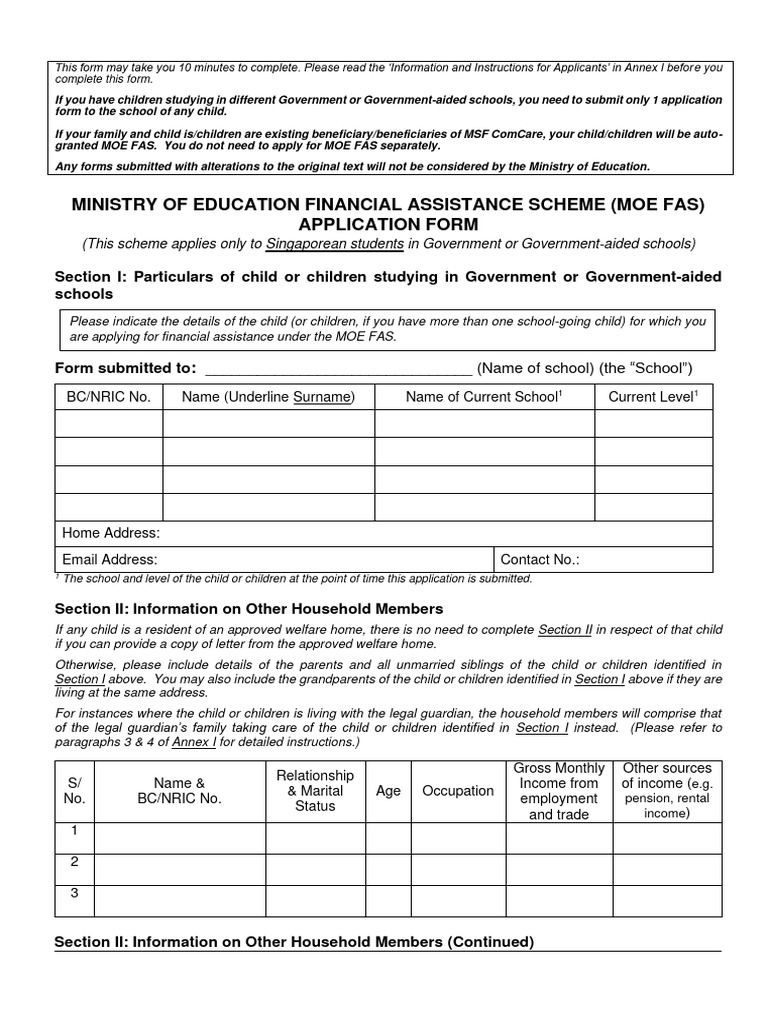 Appendix B MOE FAS Application Form 2023 | PDF | Income | Pension