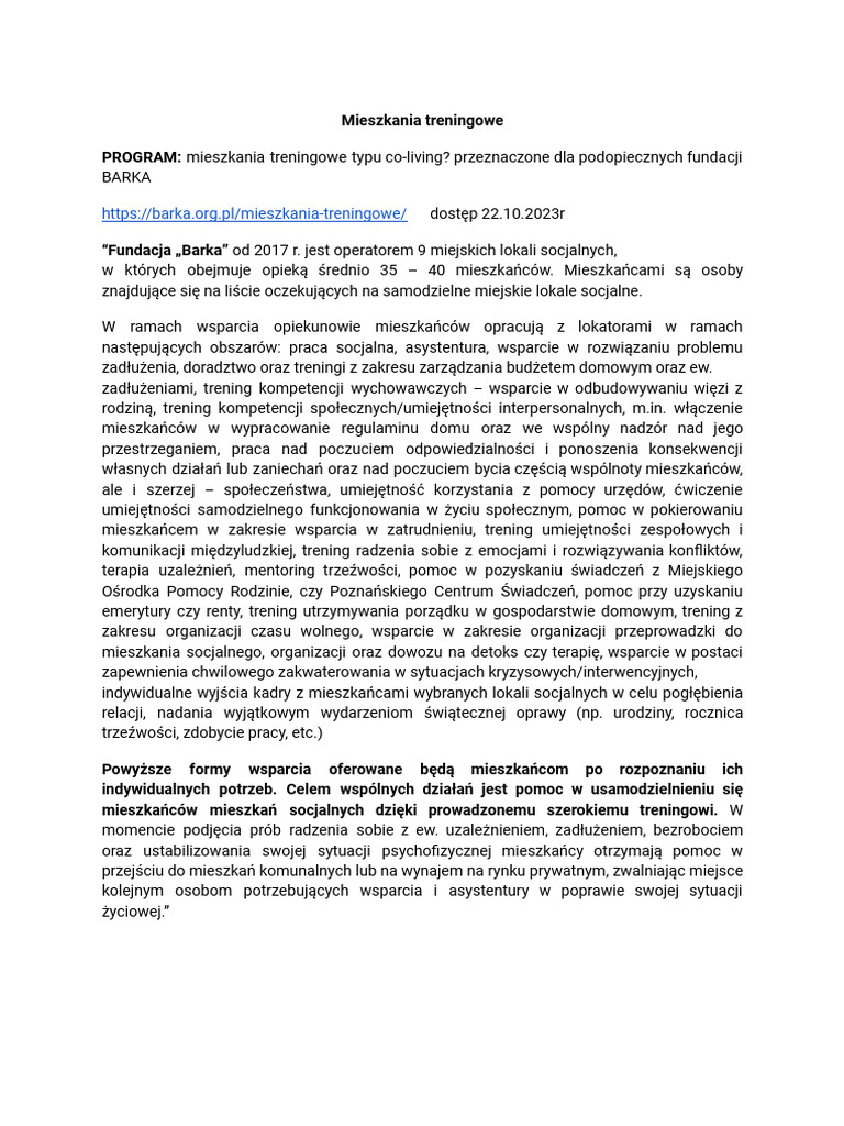 PROGRAM Mieszkania Treningowe Typu Co-Living-2 | PDF