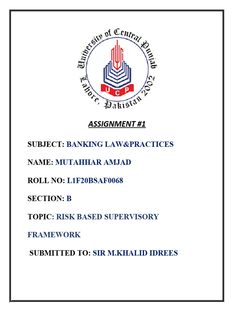 Banking Assignment 1 | PDF | Governance | Risk