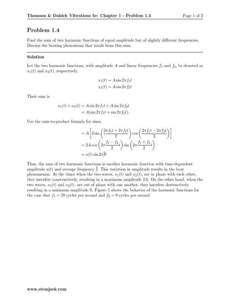 Beat Vibration Phenomena Explained | PDF