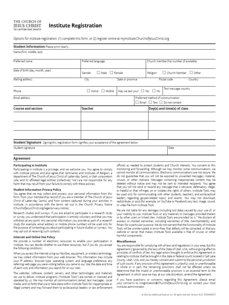 Institute Registration Form - 2023 | PDF | World Wide Web | Internet & Web