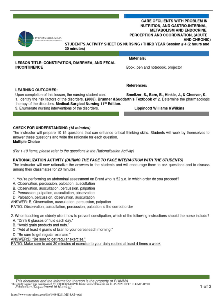 MS_SAS_4.pdf | PDF | Constipation | Rectum