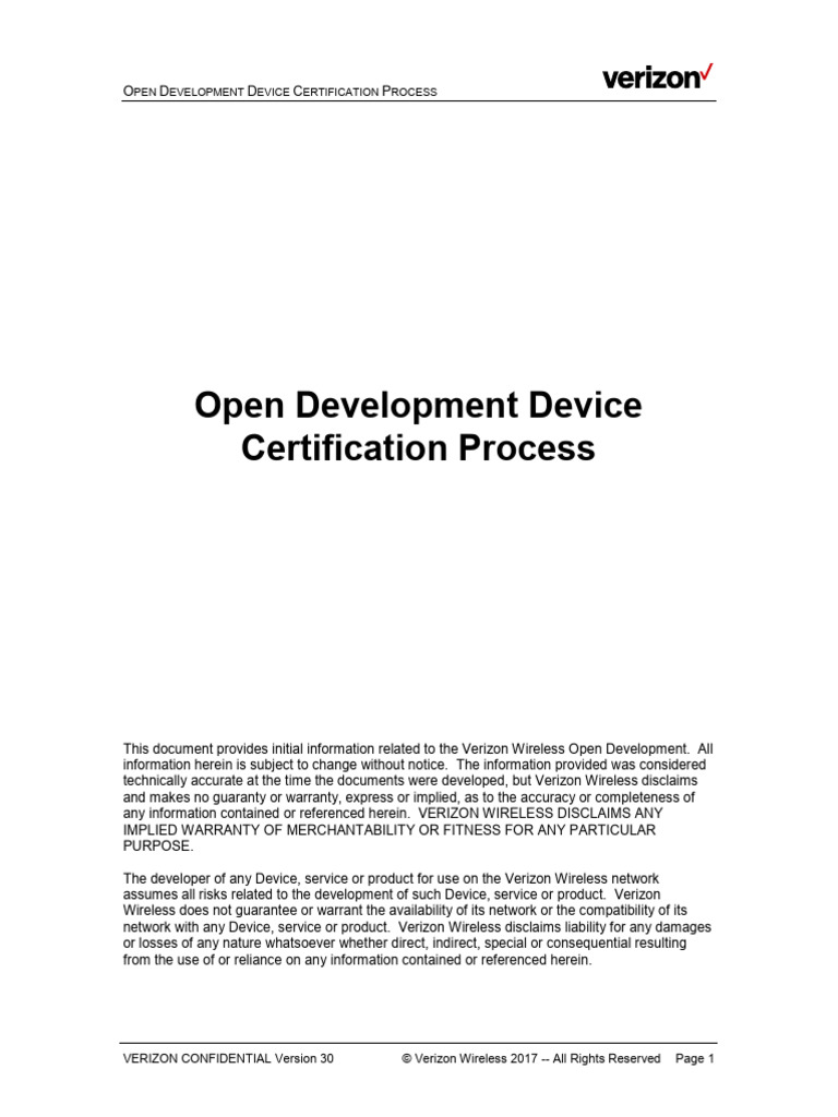 Verizon Open Development Certification Guide | PDF | Verizon ...