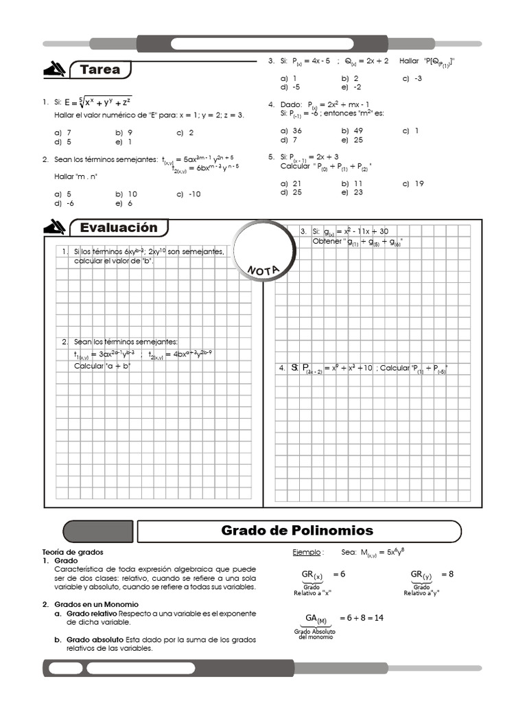 X6 - Grado de Polinomios | PDF | Álgebra abstracta | Relaciones matematicas