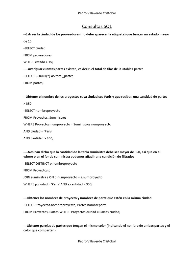 Consultas SQL Avanzadas y Ejemplos | PDF | SQL | Datos de computadora