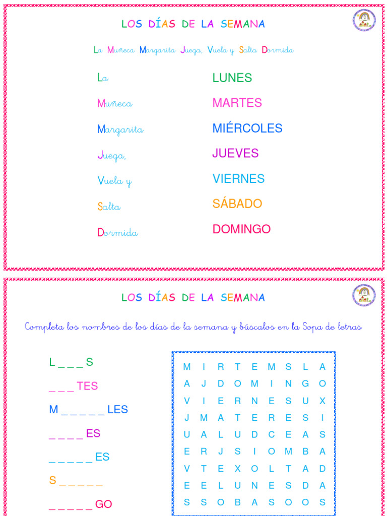 Actividades sobre Días y Meses | PDF | Unidades de medida