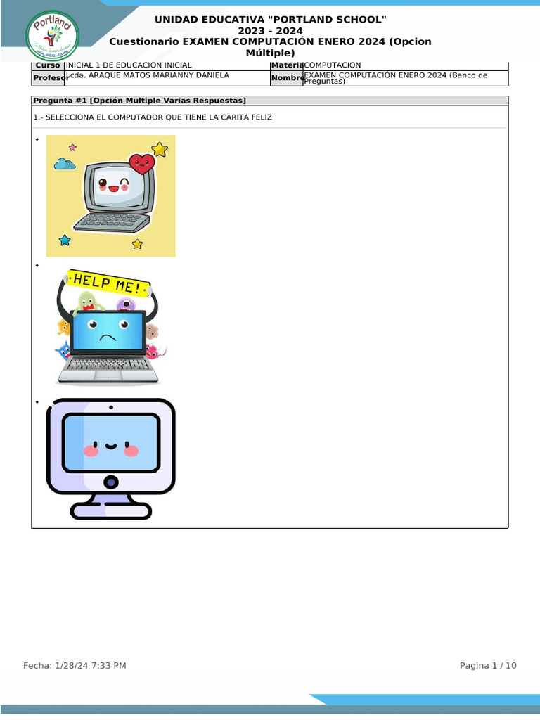 EXAMEN COMPUTACION ENERO Utpl | PDF