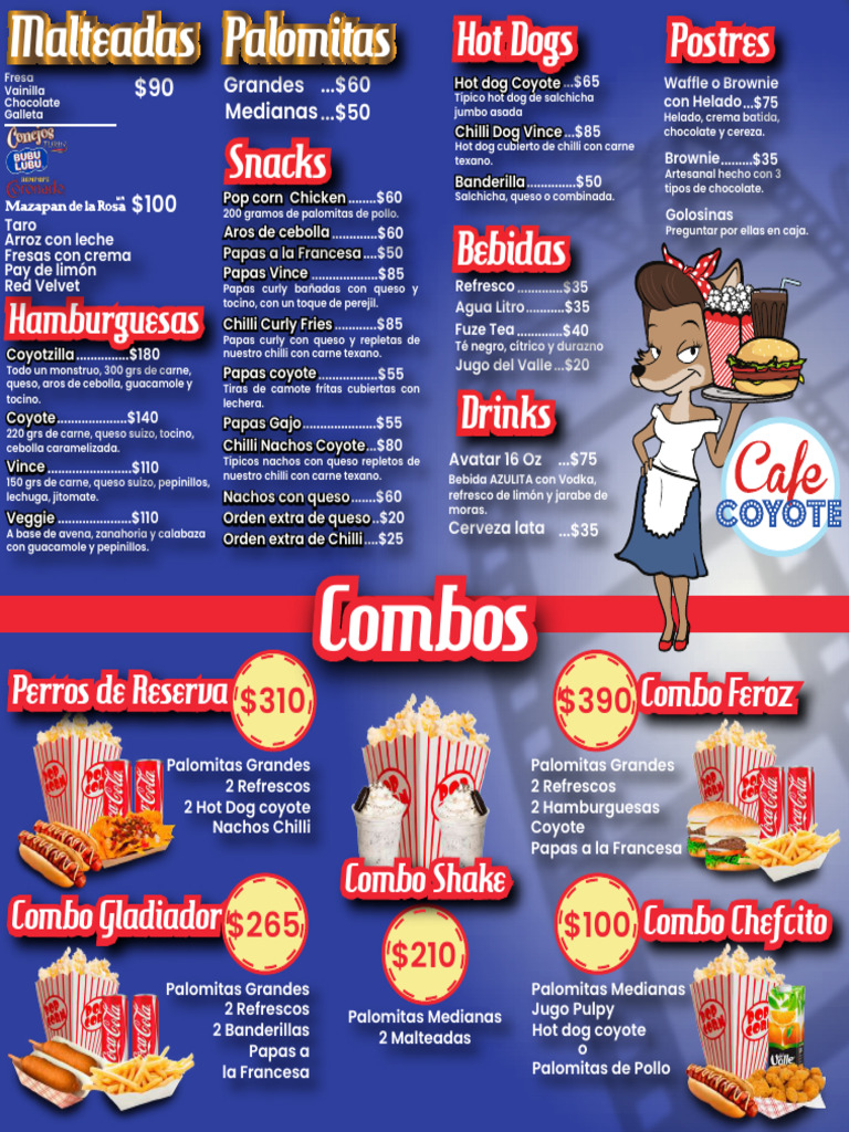 Menú de Combos y Snacks | PDF | Pancho | Alimentos