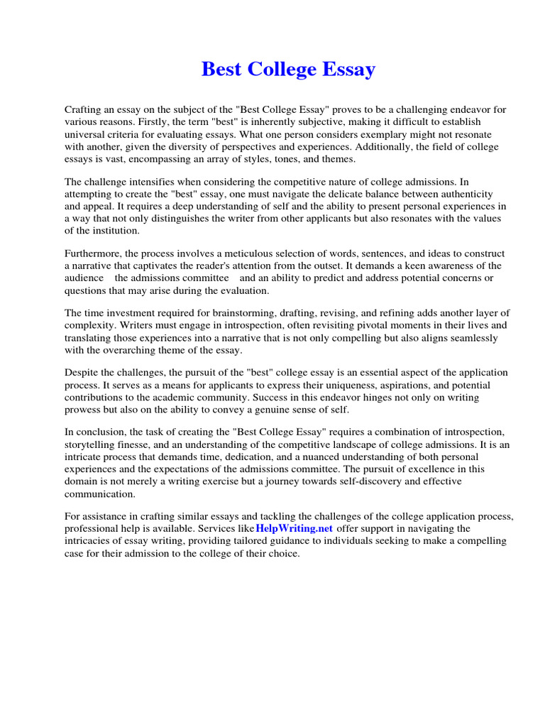 Best College Essay | PDF | Essays